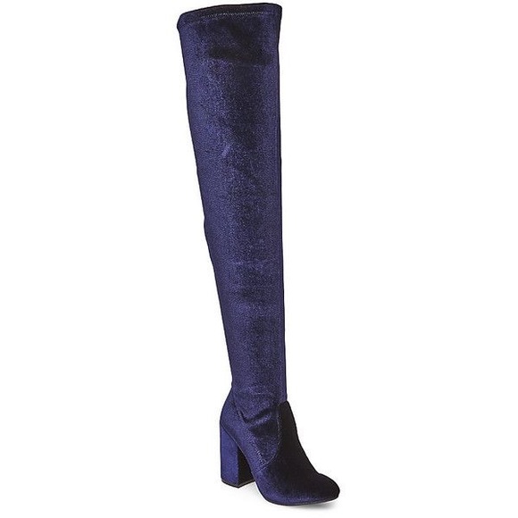 Steve Madden | Shoes | Steve Madden Blue Velvet Thigh High Boots | Poshmark